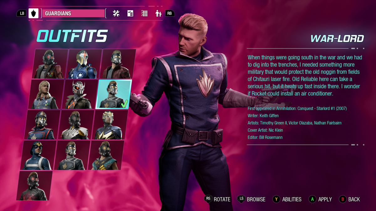 Guardians of the Galaxy: Check Out All The Unlockable Outfits ...