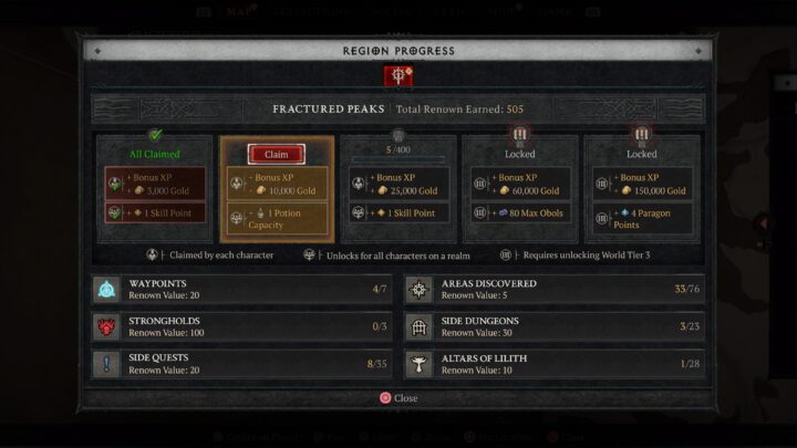 Diablo 4: How To Earn Renown Faster & Unlock Bonus Skill Points - Gameranx