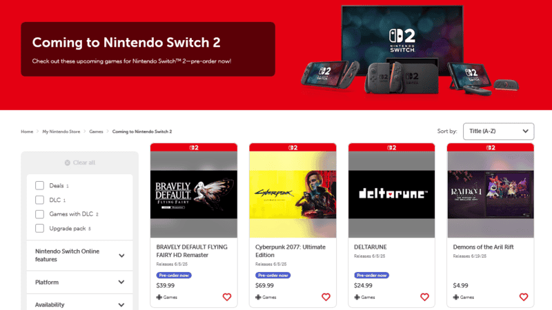 The Switch 2 EShop Only Sells The Upgrade Packs For Switch 2 Edition Games - Gameranx
